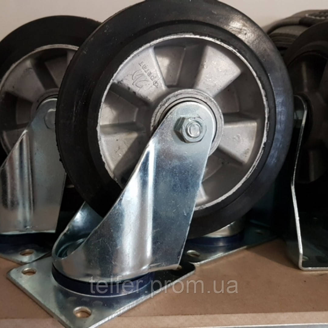 Колесо д.200 мм із кронштейном поворотне гума/алюміній: продаж, ціна у ...
