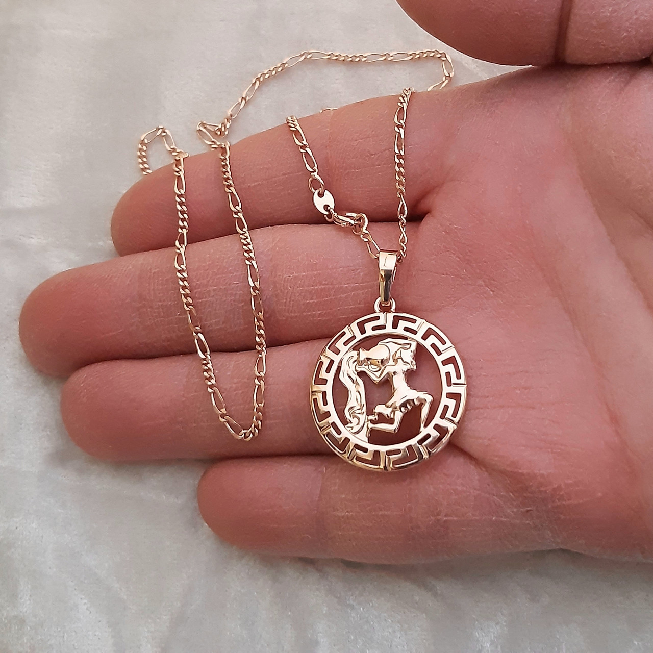 Кулон Знак Зодиака Водолей Медзолото в Оправе Меандр Подарок Другу ...