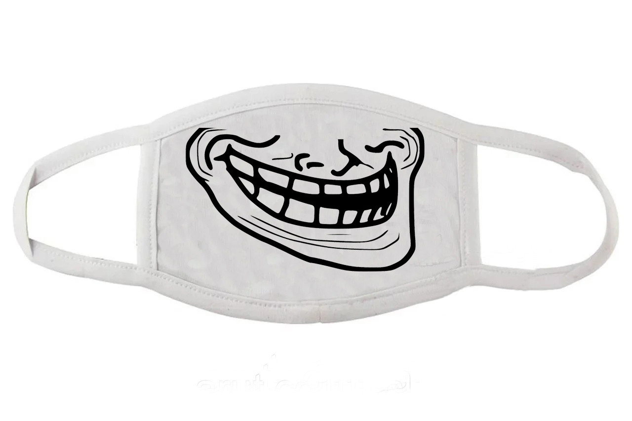 Маска для обличчя тканинна двошарова Troll Face (ID#1156619662), цена ...