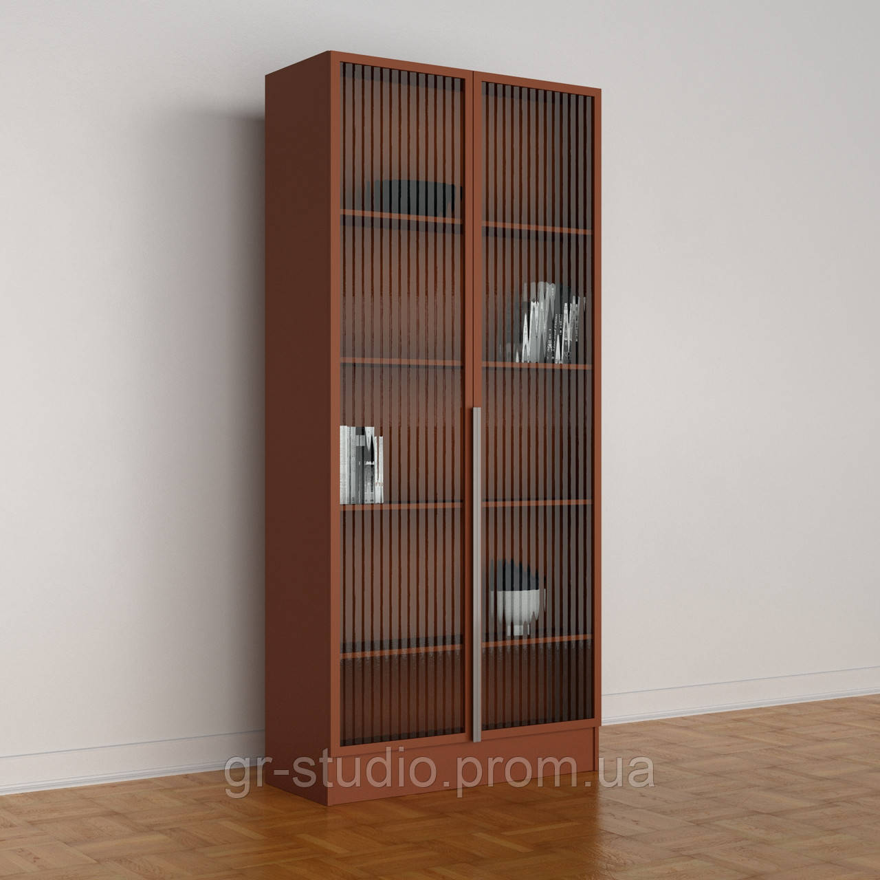 Шкаф книжный со стеклянными фасадами - 86 фото