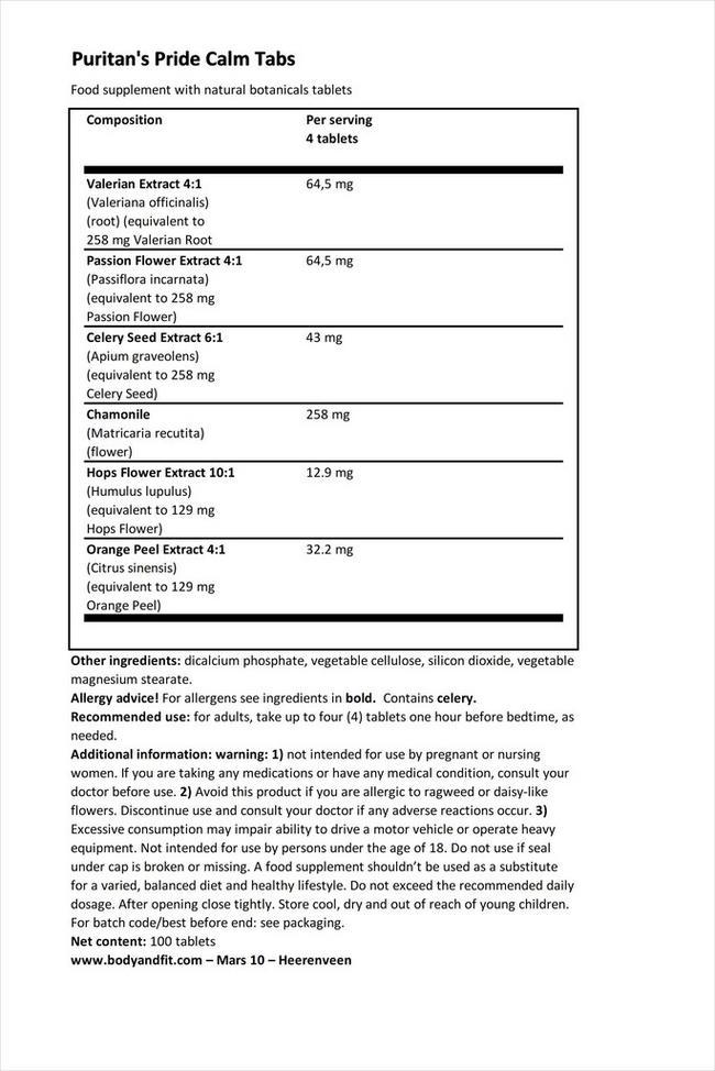 Купить Комплекс для сна Puritan's Pride Calm Tabs® with Valerian Passion Flower Hops Chamomile ...