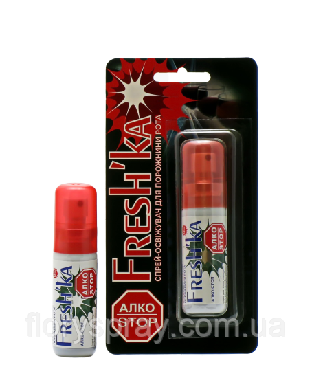СПРЕЙ-ОСВІЖУВАЧ ДЛЯ ГІГІЄНИ ПОРОЖНИНИ РОТА "FRESHKA" АЛКО-STOP, 15 мл ...