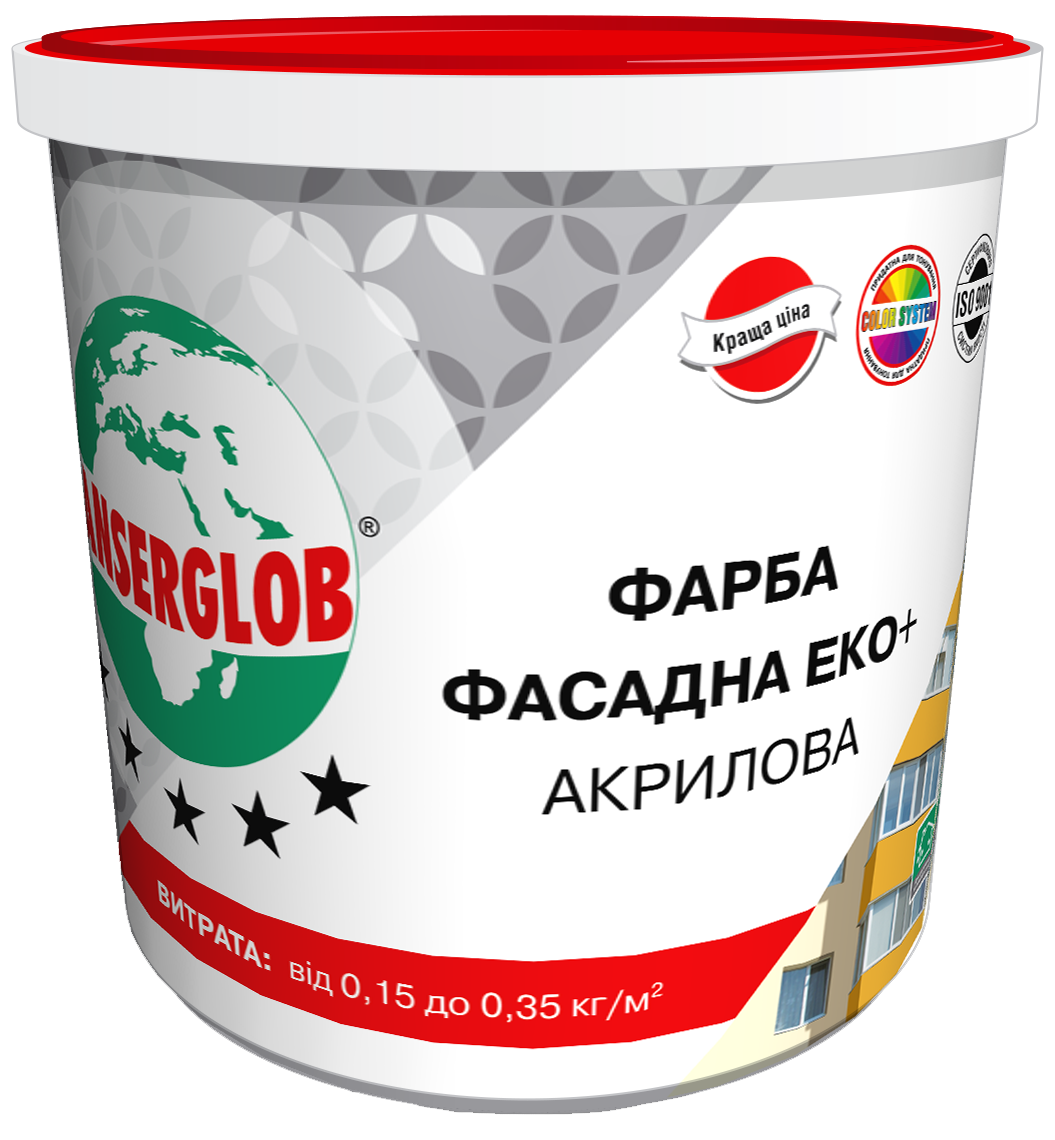 Краска Фасадная ЕКО+ Акриловая ANSERGLOB, 14 Кг — Купить Недорого на ...