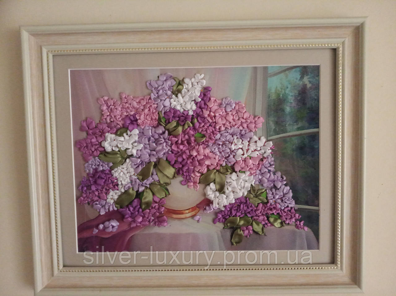 Картина вишита стрічками Бузок Id 443025985 ціна 1480 ₴ купити на Prom Ua