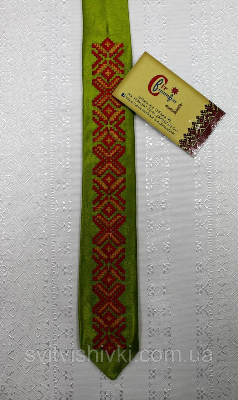 Мужской Галстук Зеленого Цвета с Красной Вышивкой — Купить Недорого на ...