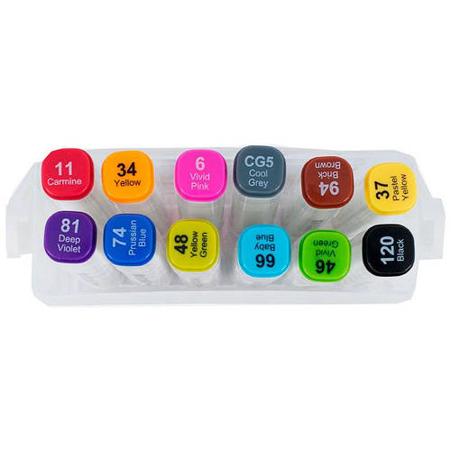 Скетч маркери SketchMarker Swiss Ink двосторонні для паперу набір 12 шт ...