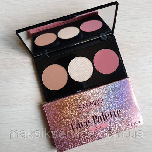 Палетка для лица 3 в 1 Корректор Хайлайтер Румяна Farmasi, цена 339 грн ...