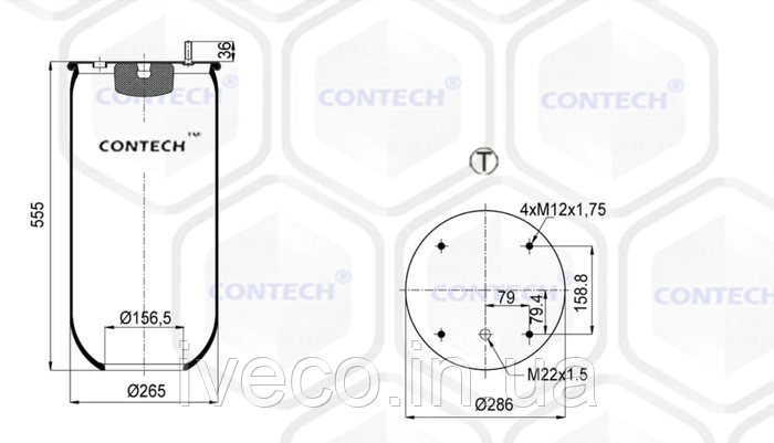 Пневморессора без стакана SAF ROR 912NP02 3229001300 4008NP02 SP 55912 ...