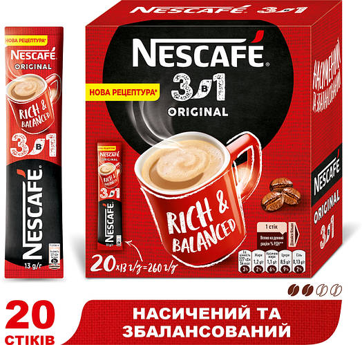 Купить Кофейный напиток NESCAFE 3 в 1 Original 20шт x 13 г / Нескафе ...
