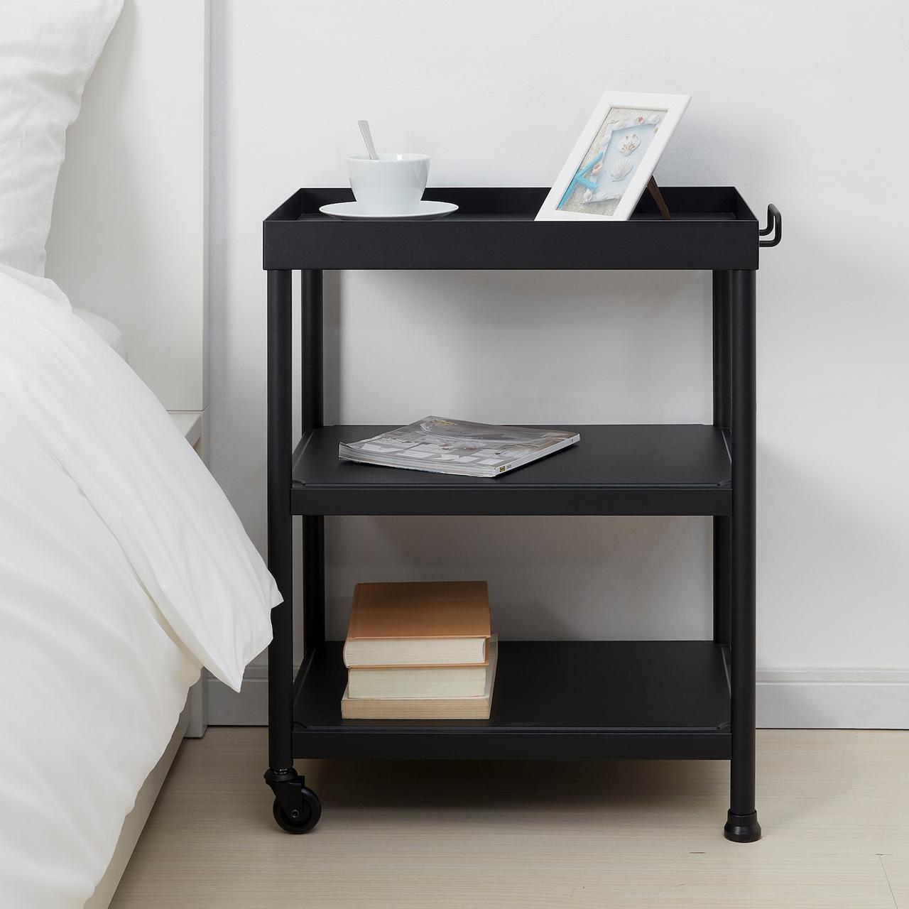 IKEA KORNSJO Столик на колесах, черная, 50x35 см (704.554.12), цена ...