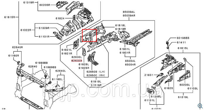 Оригинальная панель фары верхняя правая 5215A424 OUTLANDER III ...