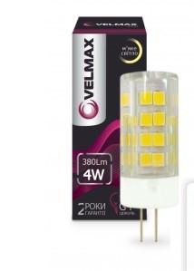 LED лампа VELMAX V-G4, 4W, G4, 3300K, 380LM, кут 360 °, ціна 65 грн — Prom.ua (ID#1178905118)