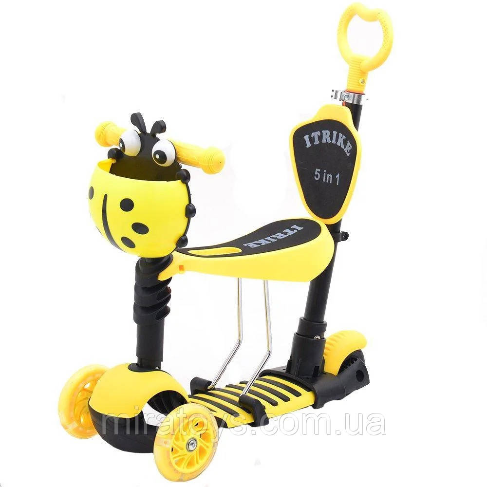 Самокат-беговел iTrike JR 3-026-B 5в1 желтый с родительской ручкой и ...