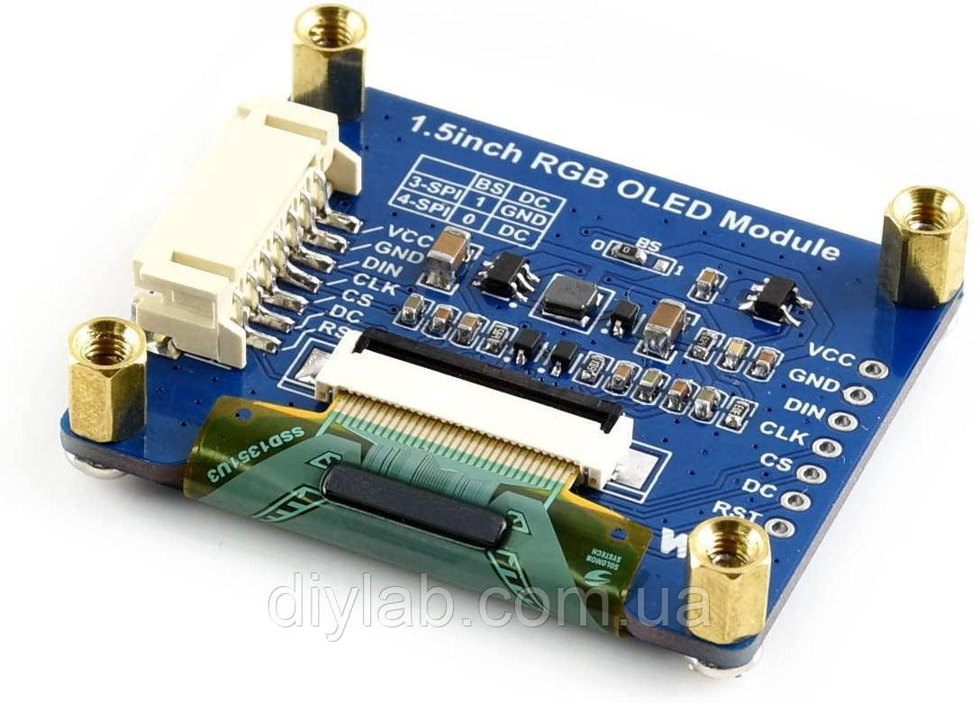 RGB OLED 1.5'' 128x64 16-bit SPI SSD1351 від Waveshare від інтернет ...