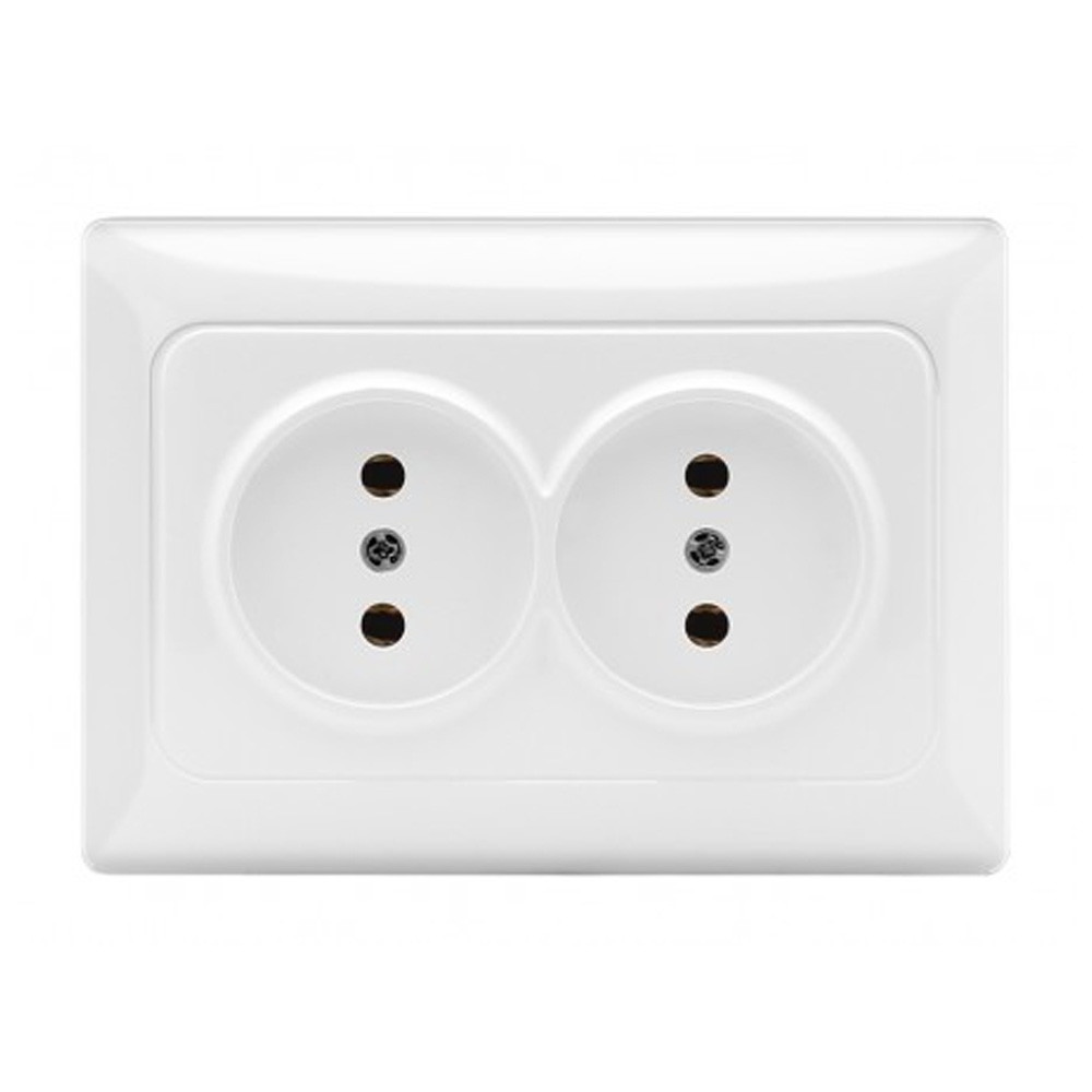 Розетка подвійна без заземлення VIDEX Binera VF-BNSK2-W біла, ціна: 160 ₴, купити на Prom.ua