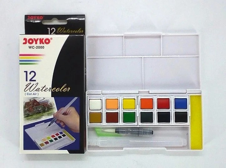 Купить Краски акварельные 12 цветов, с кисточкой, Joyko, 2000-WC, цена ...