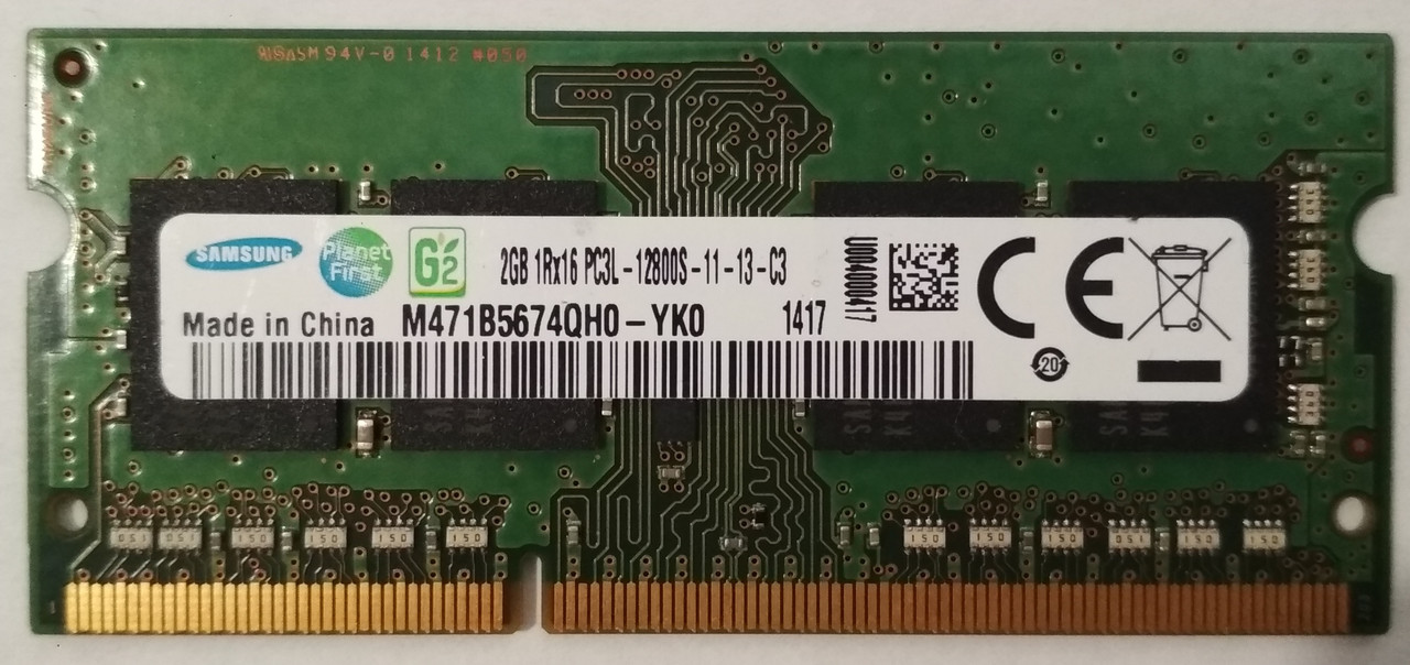 Для ноутбука 2gb Ddr3l 1600mhz Samsung Pc3l 12800s 1rx16 Ram