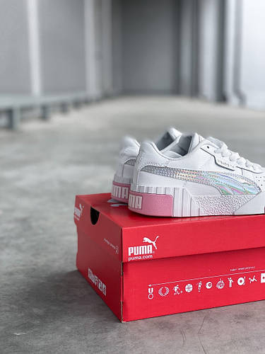 Puma Cali White Pink Silver | кроссовки/криперы женские; белые с ...