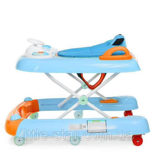 Детские ходунки толокар Мишка ME 1055, музыка, силик. колеса, батар ...