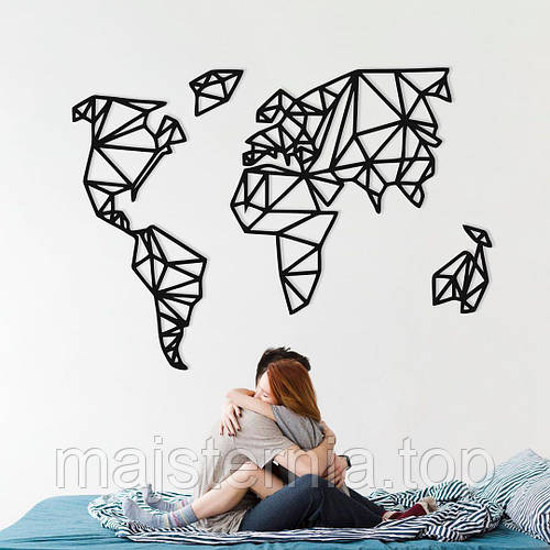 Карта мира панно картина на стену Абстрактная M 100x72 см Венге Id 1697826471 цена 1850