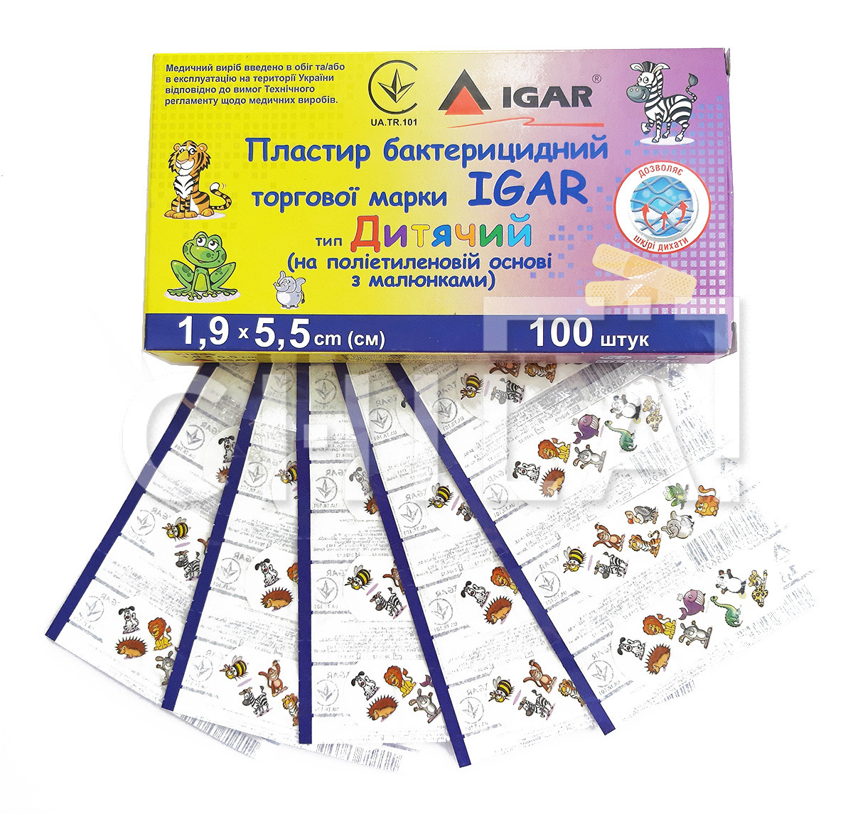 Пластир бактерицидний IGAR Дитячий 1,9 х 5,5 см (100 шт/уп) (ID ...