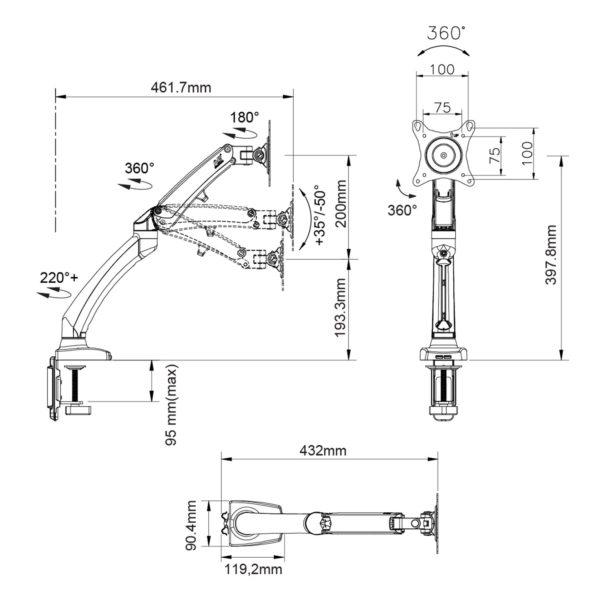 Купить Настольное крепление для монитора NB F100 17-27 , Хром, цена ...
