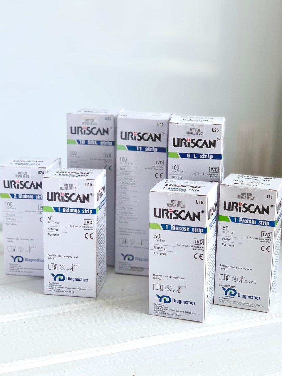 Тест-полоски URISCAN (Урискан) для исследования мочи U24 GluKeto 2 ...