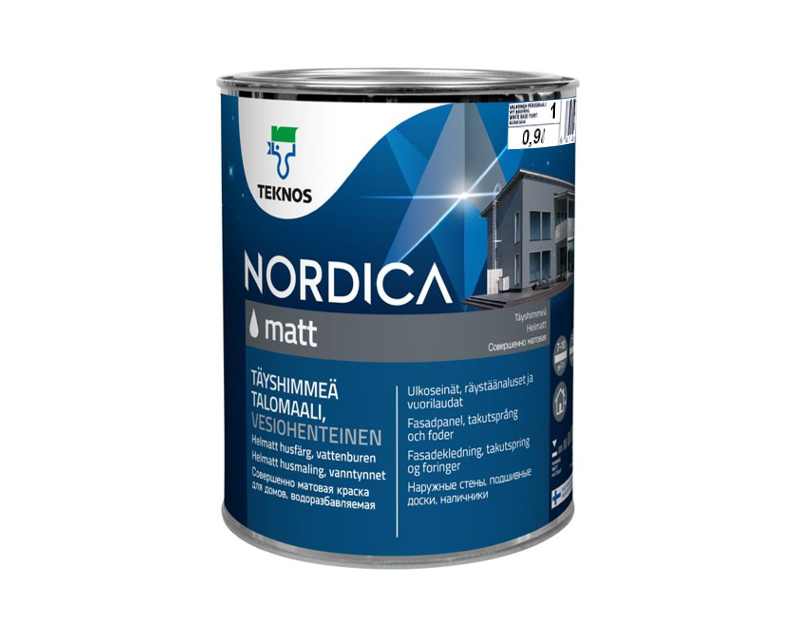 Краска для Дерева Матовая TEKNOS NORDICA MATT Белая , 0,9л — Купить ...