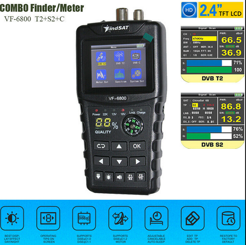 Купить Прибор VF-6800P DVB-T2 DVB-S2 спутниковый комбо для настройки ...