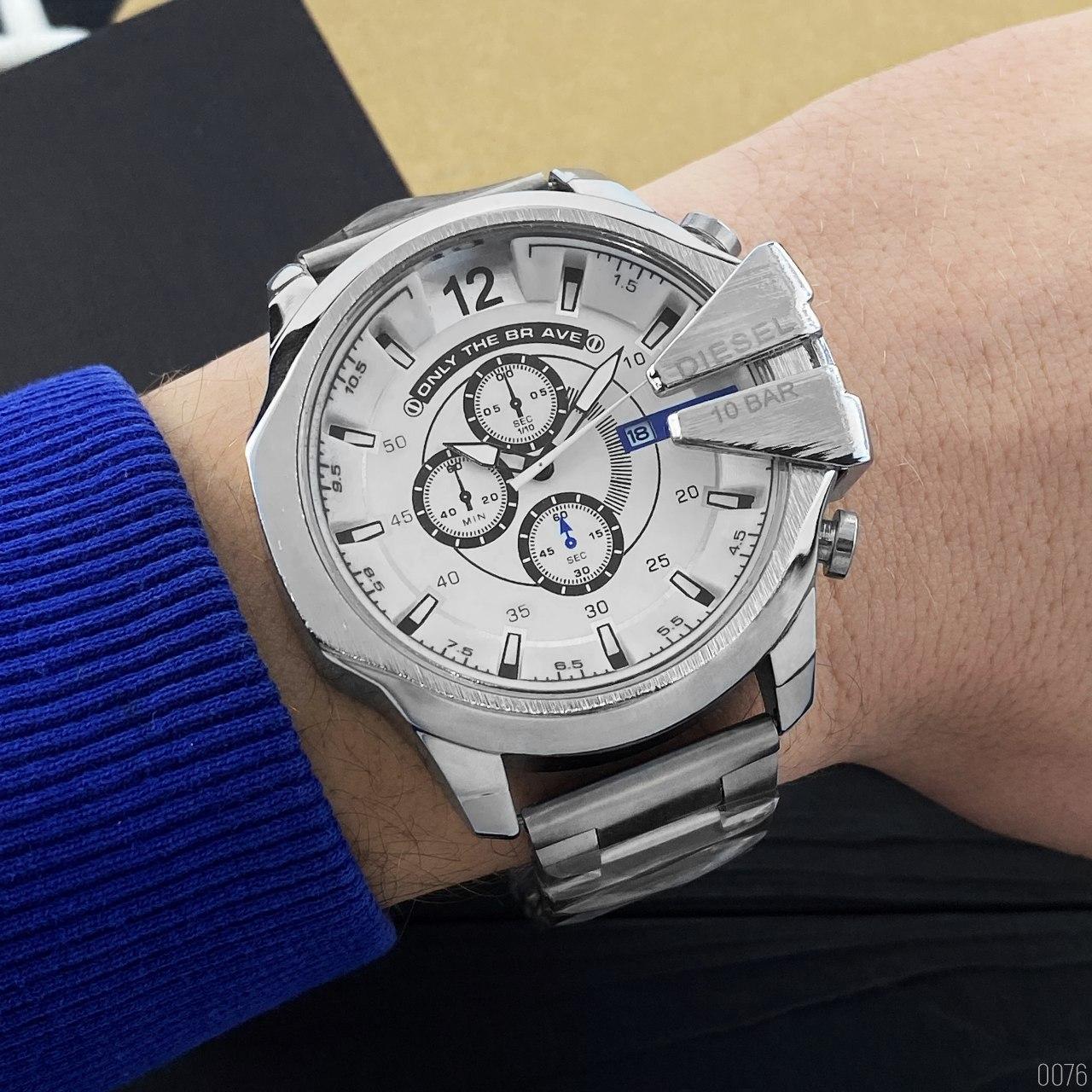Металлические серебряные мужские часы Diesel Brave, чоловічий металевий ...
