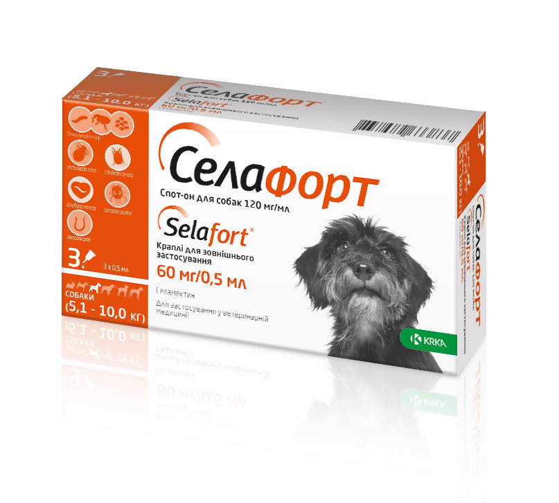 Селафорт Спот он для собак весом 5-10 кг - капли для внешнего ...