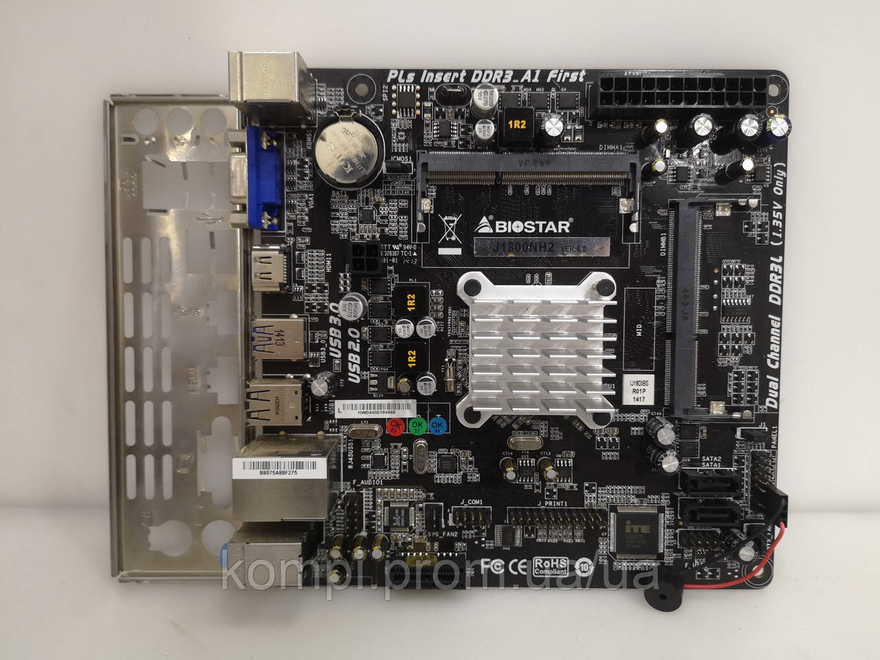 Купить Материнская плата Biostar J1800NH2 (Celeron J1800 2.41 GHz) 2xSODIMM DDR3L-1333 mini-ITX ...