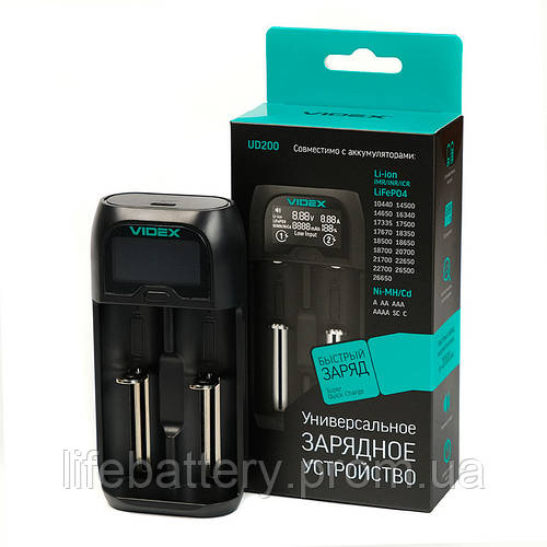 Зарядний пристрій Videx VCH-UD200 1..2*AA/AAA/C/SC/ NiCd/NiMh/Li-ion/IMR/ 2000mAh, ціна: 996.30 ...