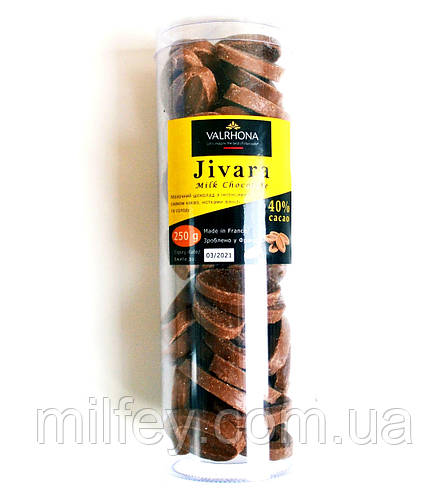 Шоколад молочный Valrhona Jivara Lactee 40% тубус 250 г, цена 281 грн ...