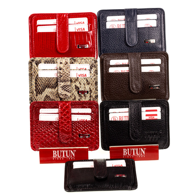 Купить Кожаная визитница картхолдер Butun 857-008-006 красная, цена 534 ...