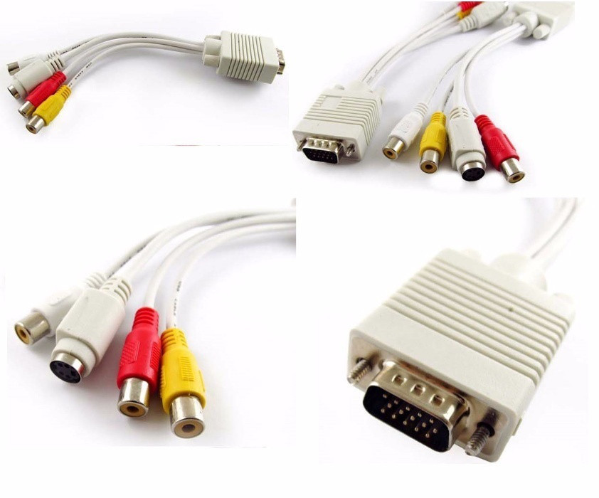 Кабель Переходник с VGA на S-Video RCA Тюльпан Преобразователь Адаптер ...