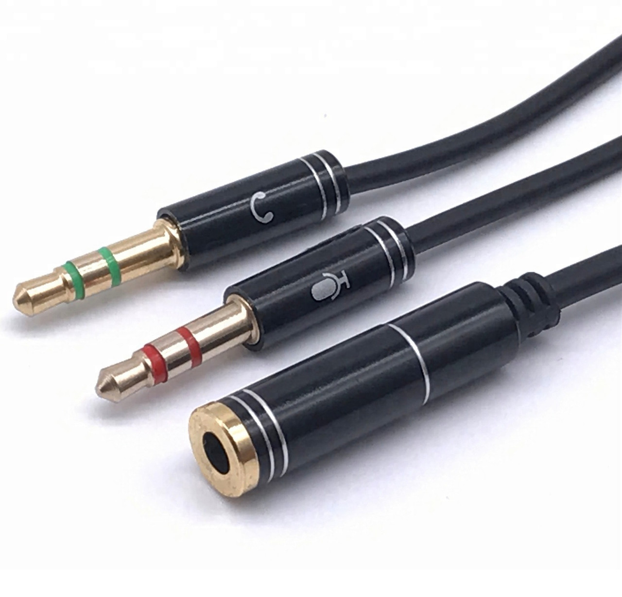 Splitter AUX 3.5-мм гніздо 4pin на 2 штекери 3.5 мм (мікрофон ...