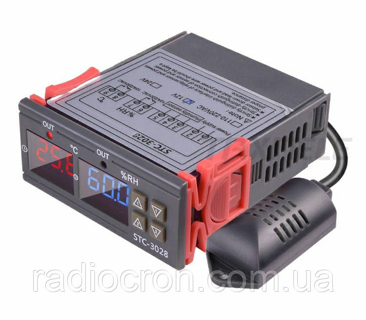 Регулятор температуры и влажности STC-3028 220В, -20 ~ +80°C, с ...