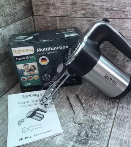 Ручний міксер Rainberg RB-1012 на 5 швидкостей 600W (ID#1232730644 ...