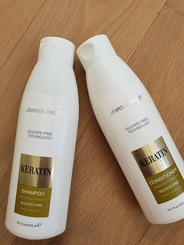 Безсульфатный шампунь и кондиционер с кератином и протеинами шелка JERDEN PROFF,300 мл, цена 230 ...