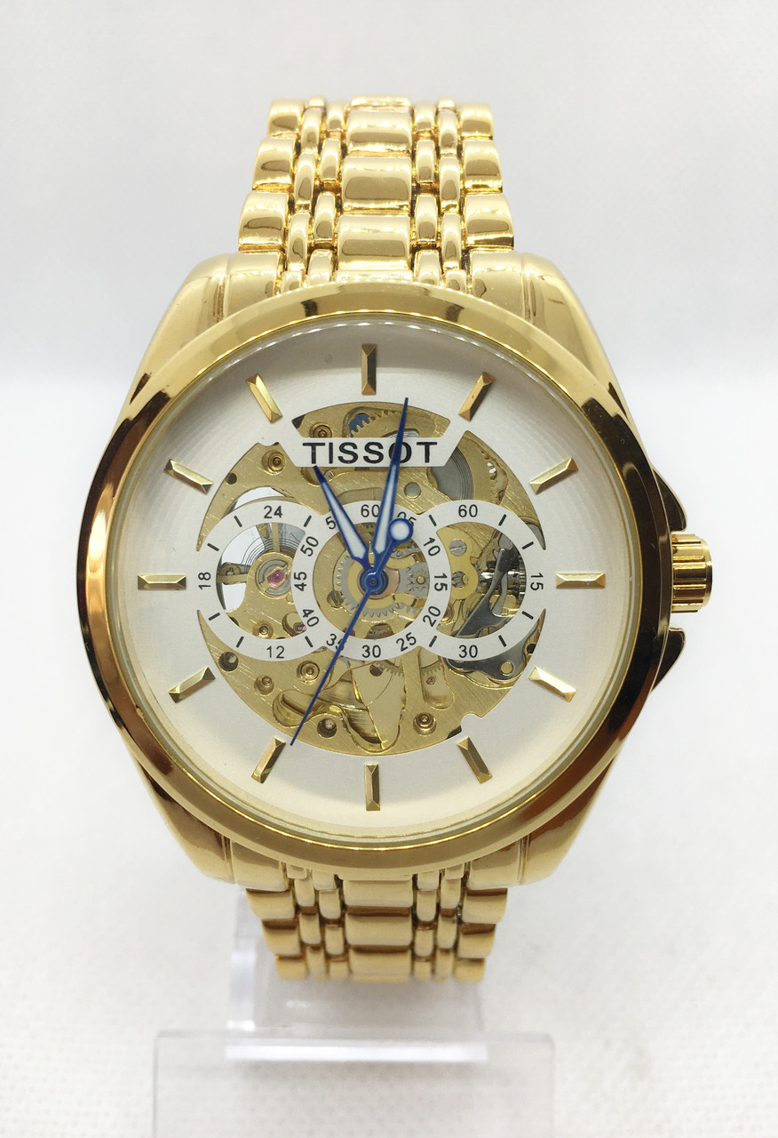 Купить Мужские механические часы Tissot (Тиссот), золото с белым ...