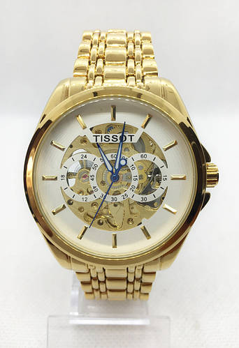 Купить Мужские механические часы Tissot (Тиссот), золото с белым ...