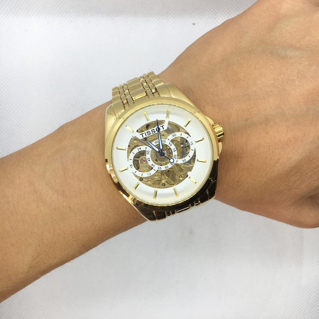 Купить Мужские механические часы Tissot (Тиссот), золото с белым ...