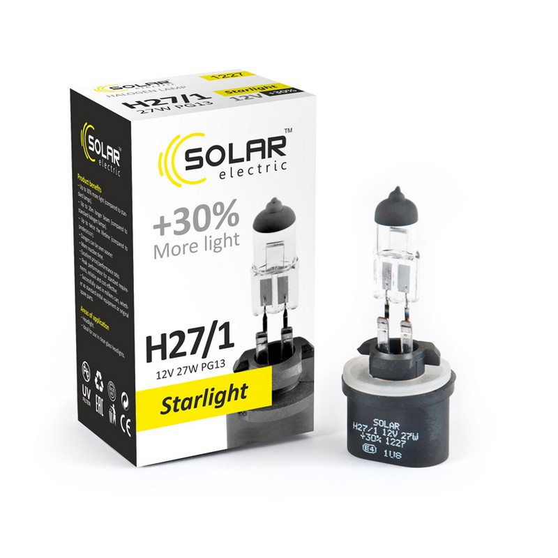 Купить Галогеновая лампа Solar H27/1 12V 27W PG13 Starlight +30% (1227 ...