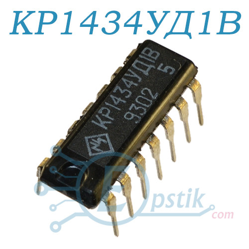 КР1434УД1В, малошумящий двухканальный операционный усилитель, DIP14 ...