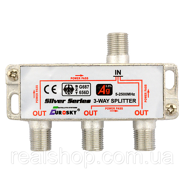 Разветвитель с проходом питания 5В EUROSKY 5-2400MHZ 3-way для эфирного ...