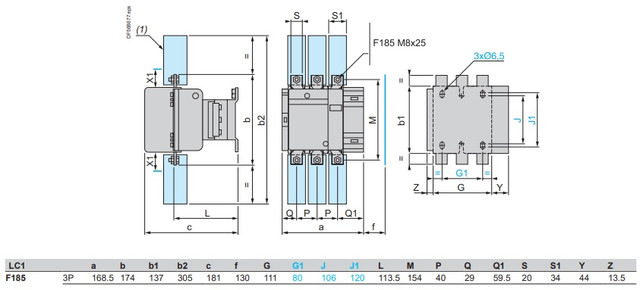Контактор 185А 220В Schneider Electric lc1f185 (Lc1f185m7), ціна: 22657 ...