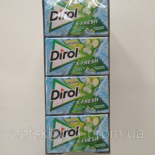 Жевательная резинка Дирол Икс-Фреш Яблоко Dirol X-Fresh Свiжiсть яблука ...