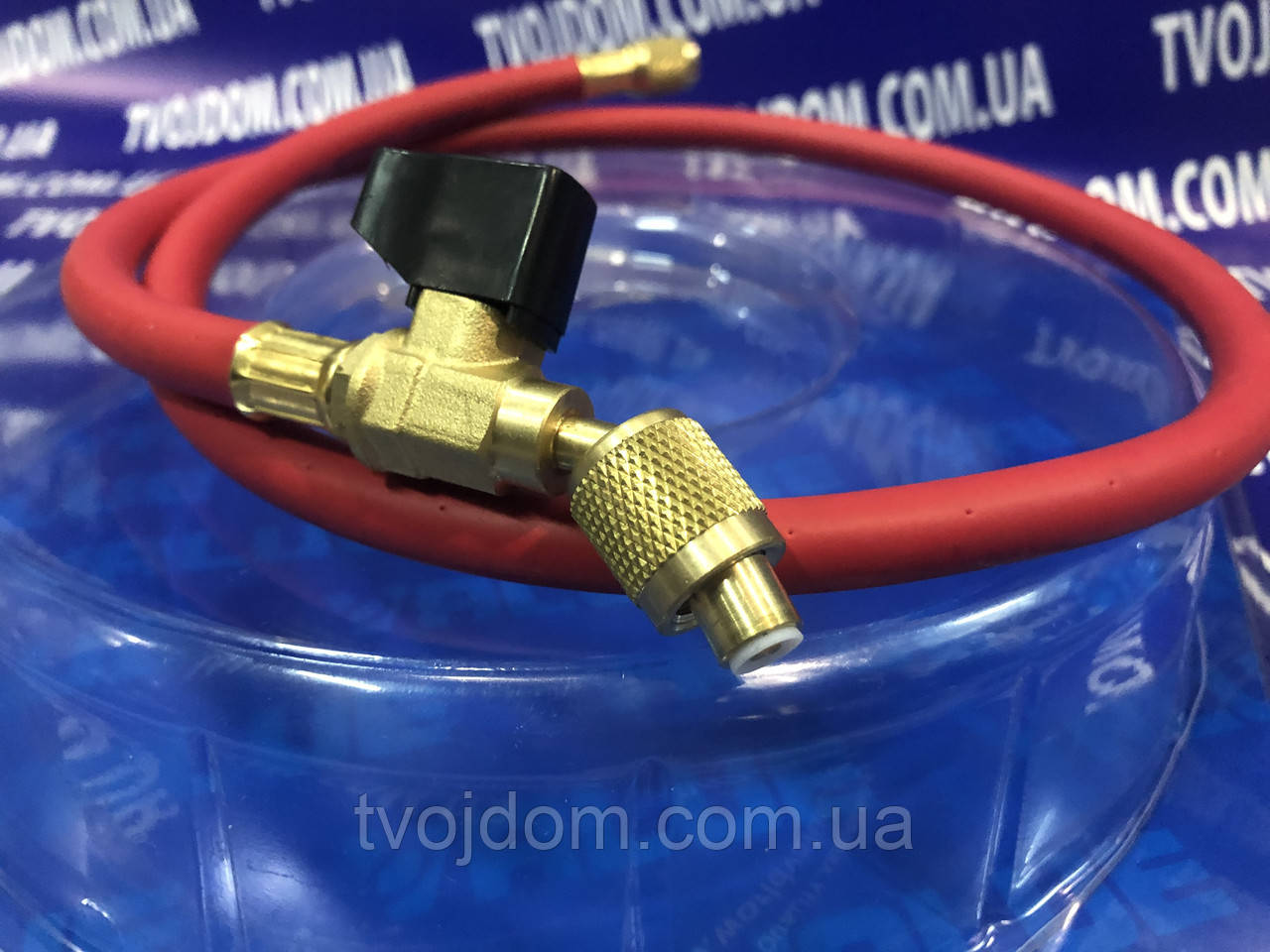Шланг заправочный для фреона VALUE R-410-0,9м+кран (1/4 - 5/16 SAE) для ...