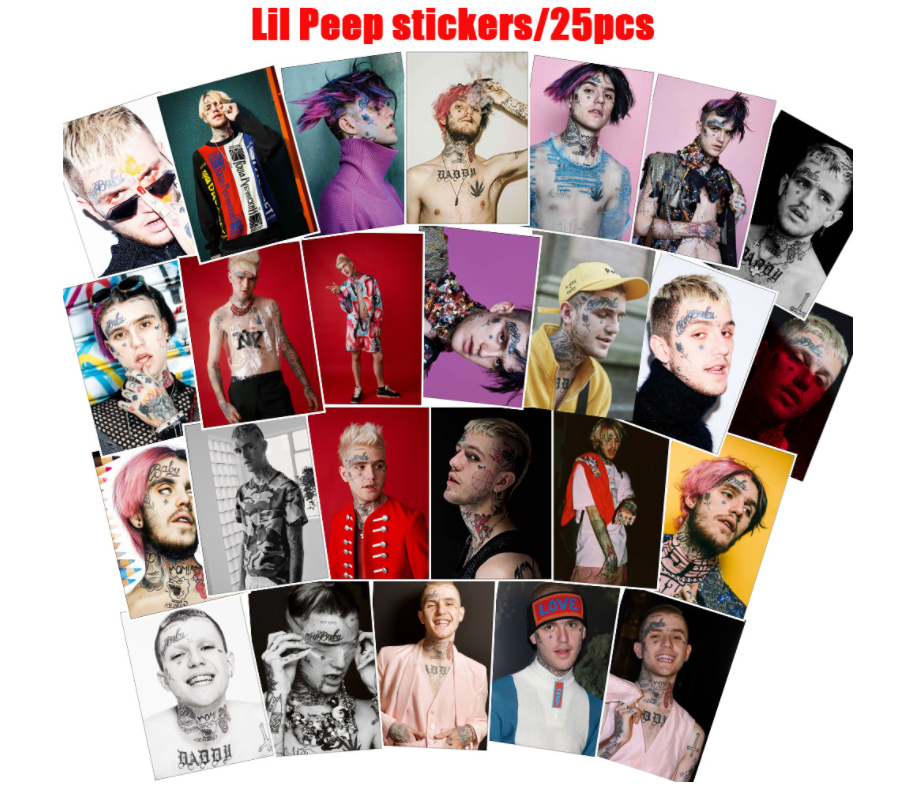Набір вінілових наклейок стикерів Ліл Піп Lil Peep Стікербомбінг на ...